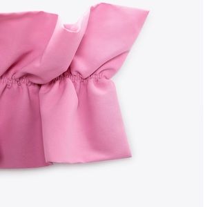 Zara | Tops | Zara Voluminous Ruffle Strapless Crop Top | Poshmark